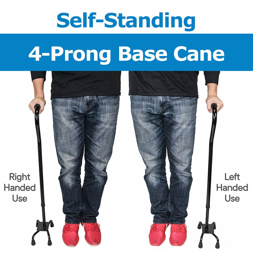 BareComfy 4-Pronged Base, Adjustable Walking Canes - Vysta Health